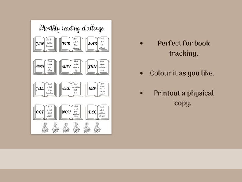 Printable Monthly Reading Challenge Tracker: Book Planner PDF - Etsy