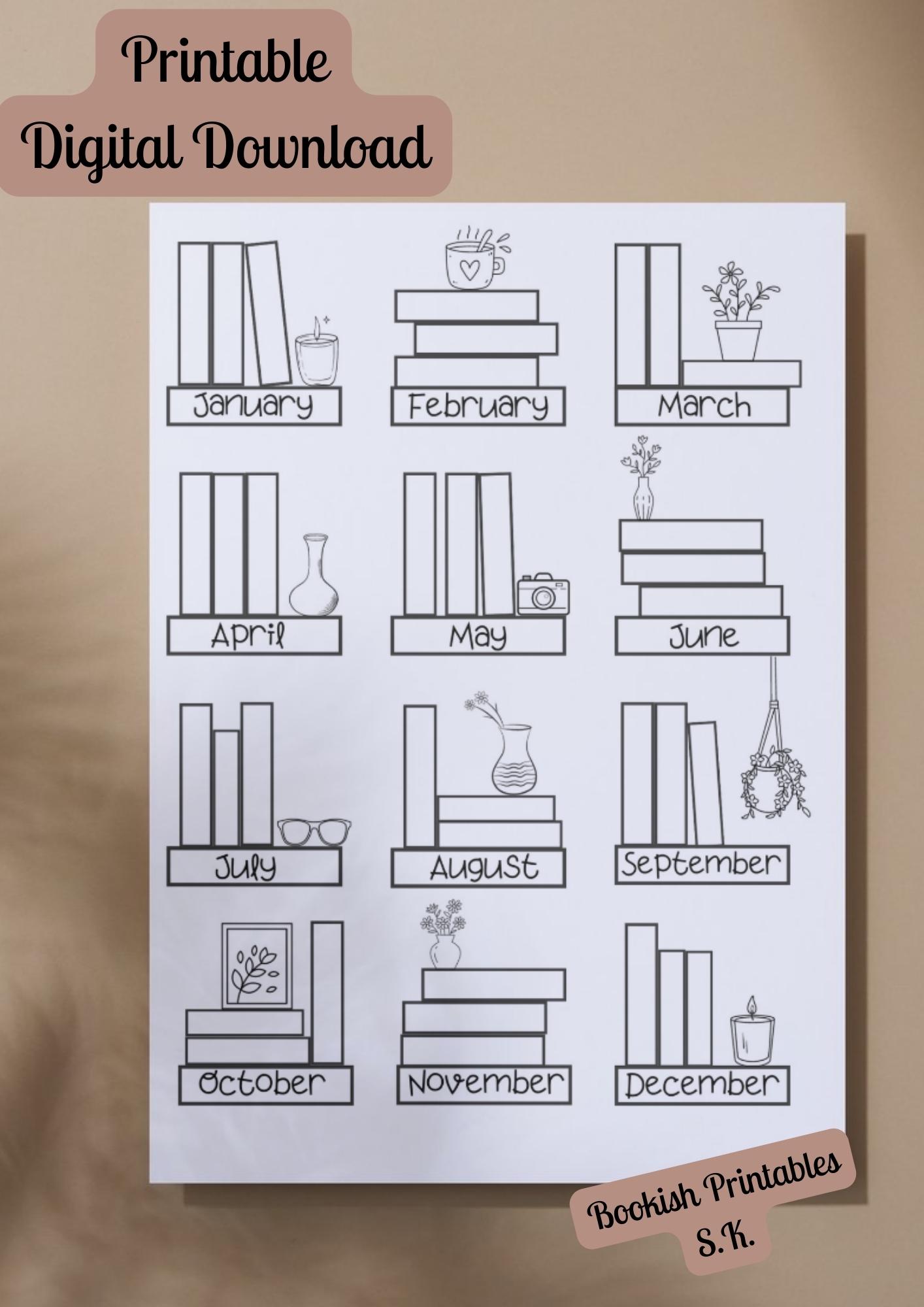 Printable Monthly Reading Challenge Tracker: Book Journal Planner ...