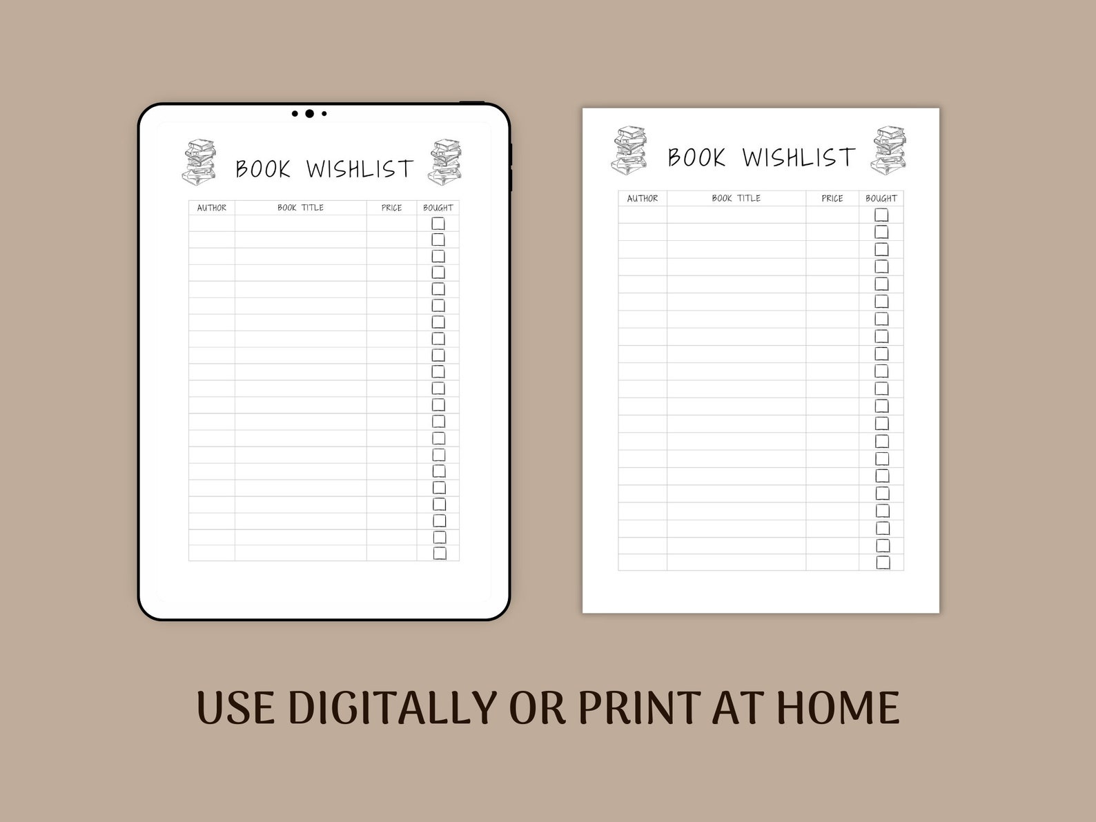 Printable Book Wishlist - Book Tracker - Reading Tracker - Reading Log ...