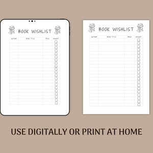 Printable Book Wishlist - Book Tracker - Reading Tracker - Reading Log ...