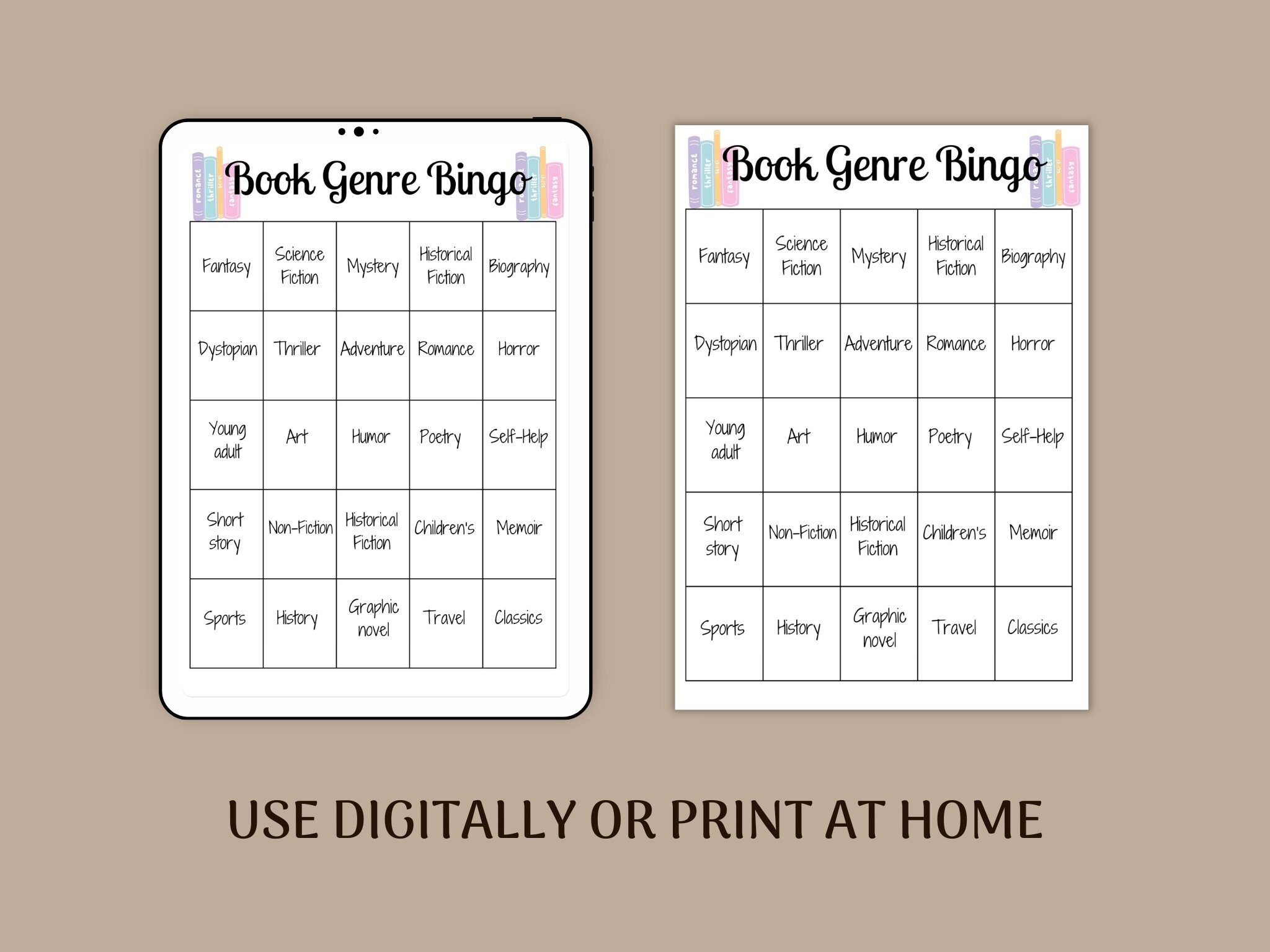 Book Genre Bingo - Printable Book Bingo - Printable Tracker - Reading ...