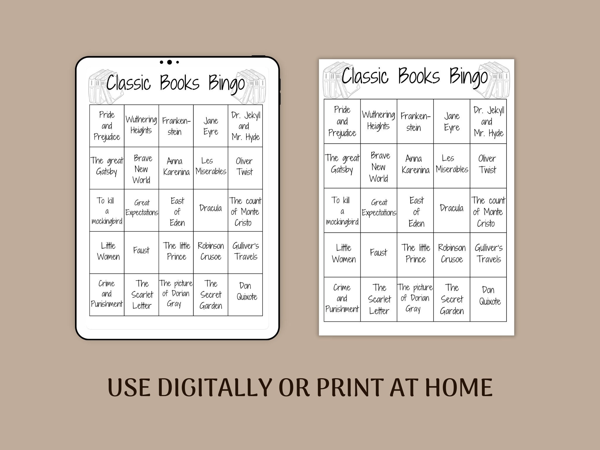 Classic Book Bingo Printable Book Bingo Printable Tracker Reading ...