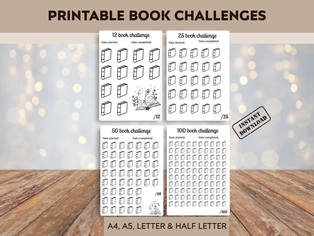 Printable Book Reading Challenge Trackers (digital Download) - Etsy