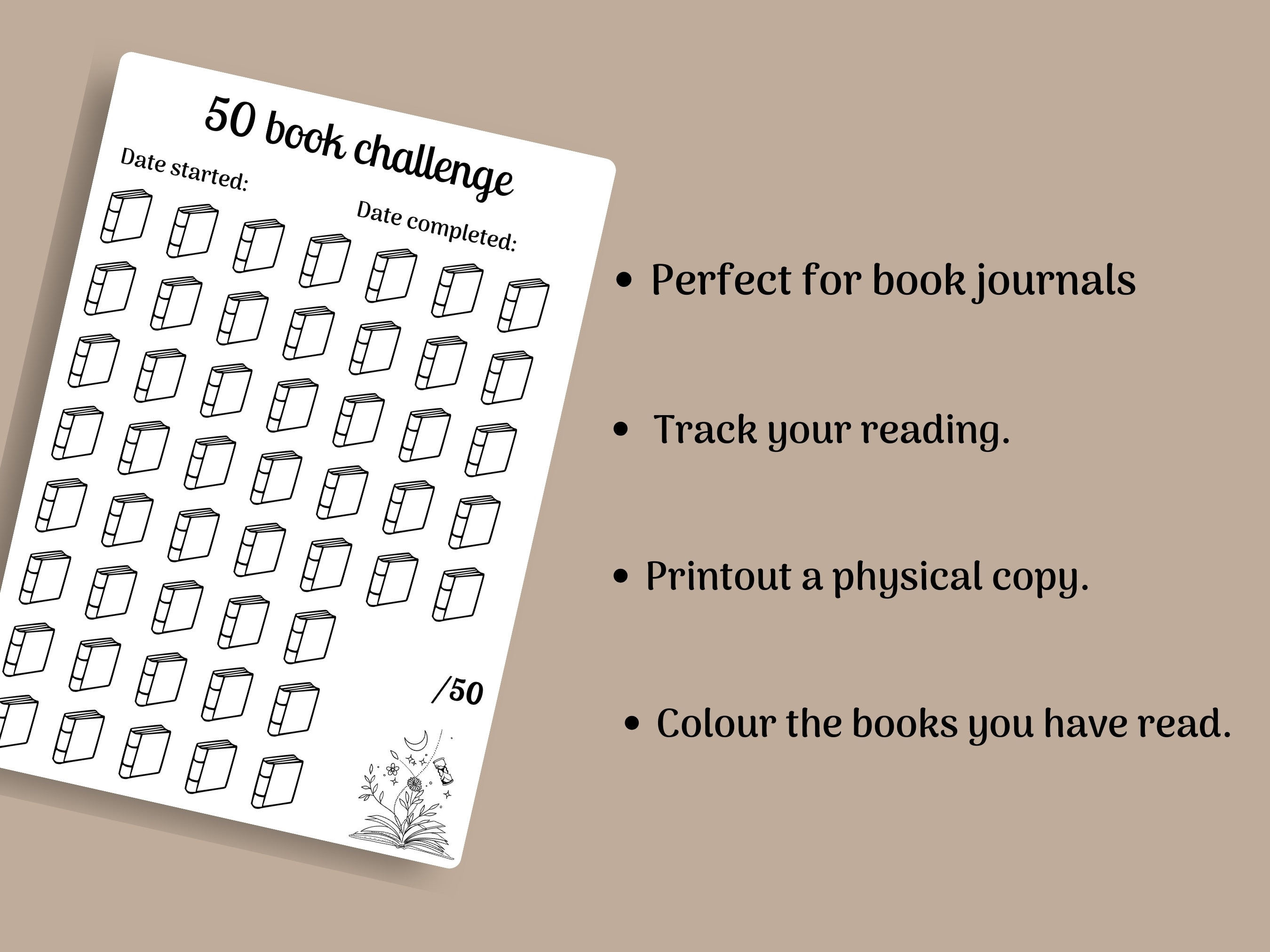 Printable 50 Book Challenge Tracker Reading Log Reading Tracker ...