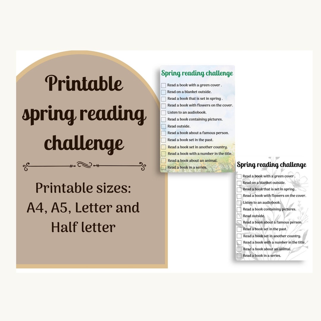 Spring Reading Challenge - Printable Reading Challenge - Printable ...