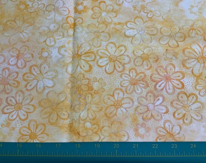 Cotton Batik Fabric. Shades of Yellow Daisy Design. Quilt Shop Fabric ...
