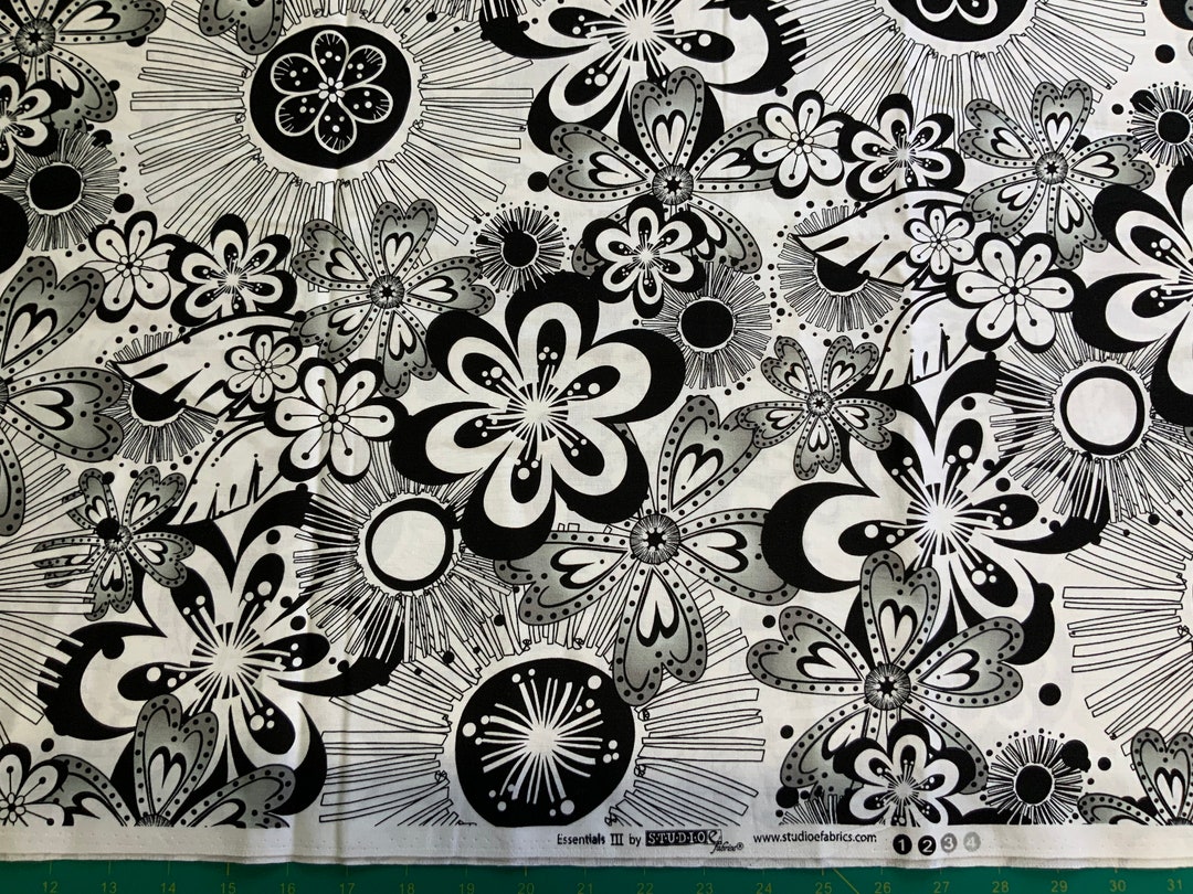 Essentials III by Studio E Fabrics. Black and White. Large Floral - Etsy