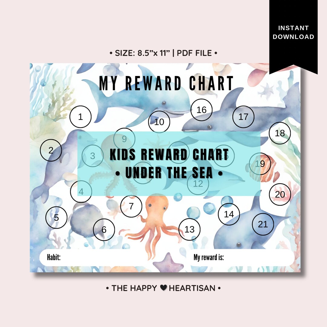 Under the Sea Reward Chart INSTANT DOWNLOAD Kids Reward Chart Reward ...