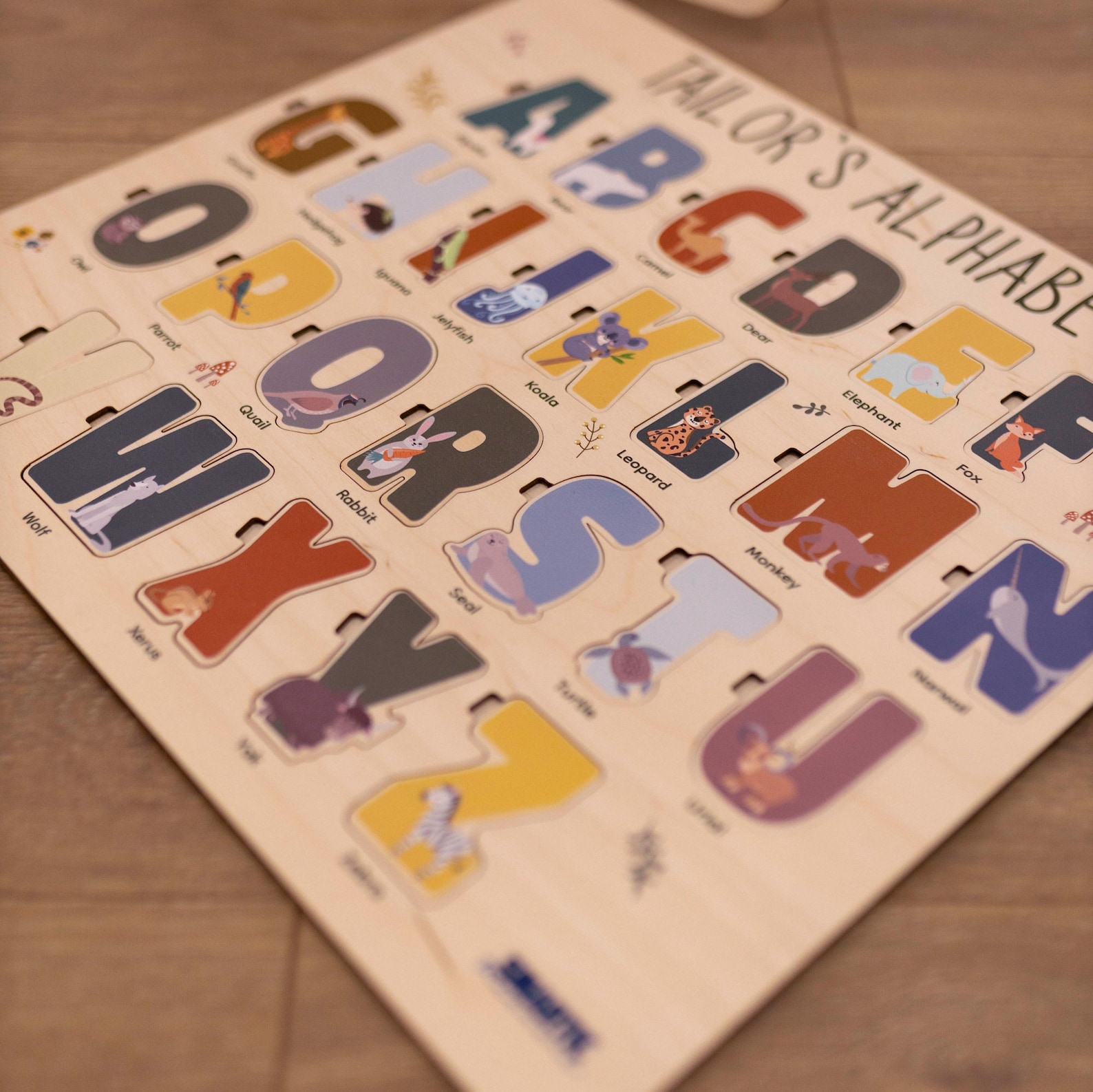 Jungle Alphabet Puzzle Board for Kids, Wooden English ABC Learning ...