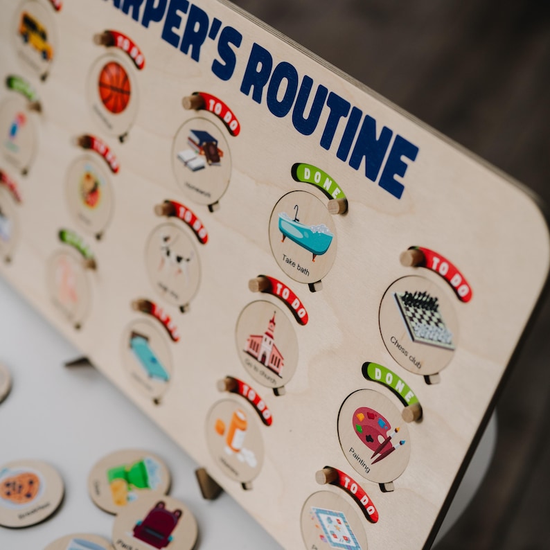 Custom Wooden Daily Routine Chart: Kids Visual Planner - Etsy