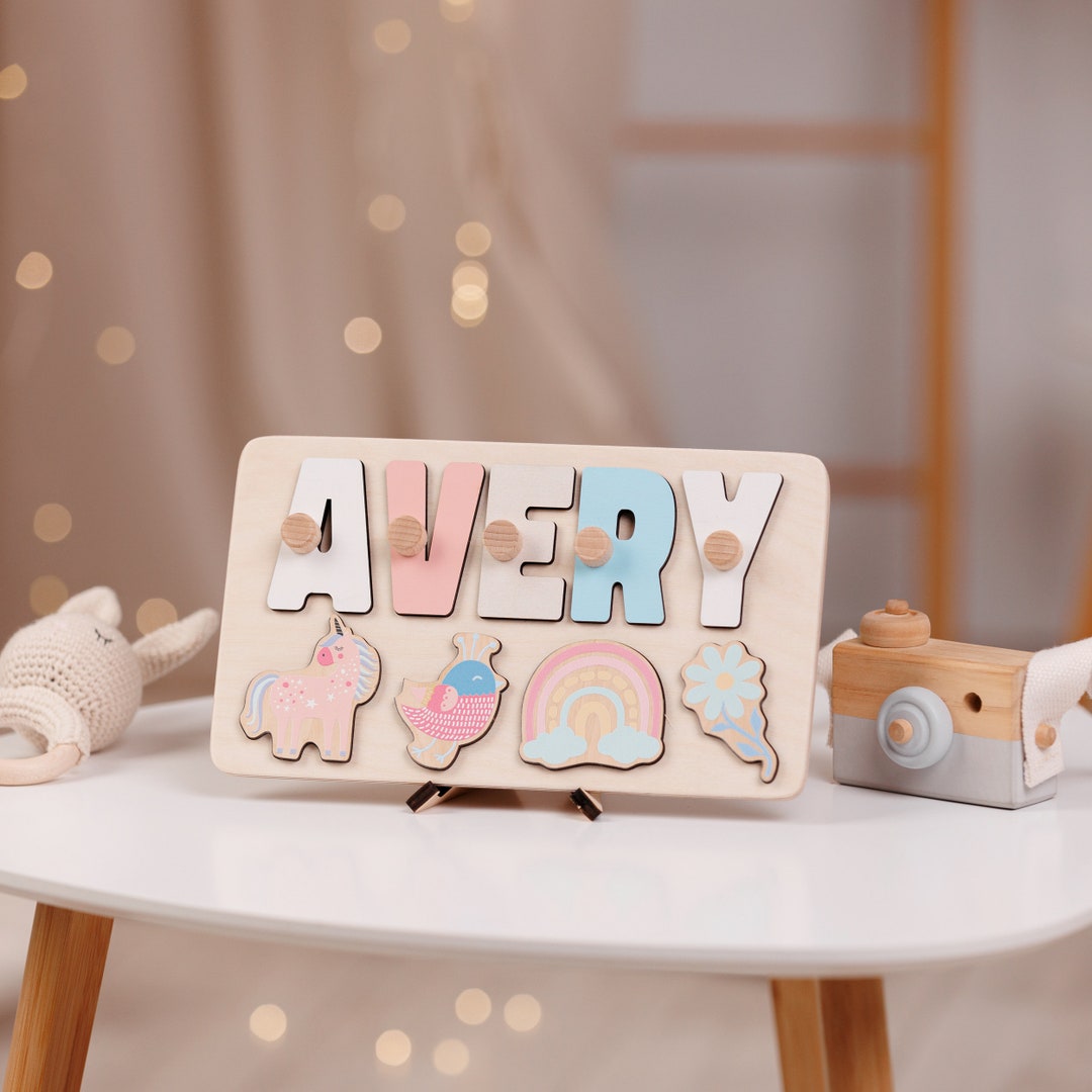 Personalized Name Puzzle With Pegs: Montessori Toddler Toy - Etsy