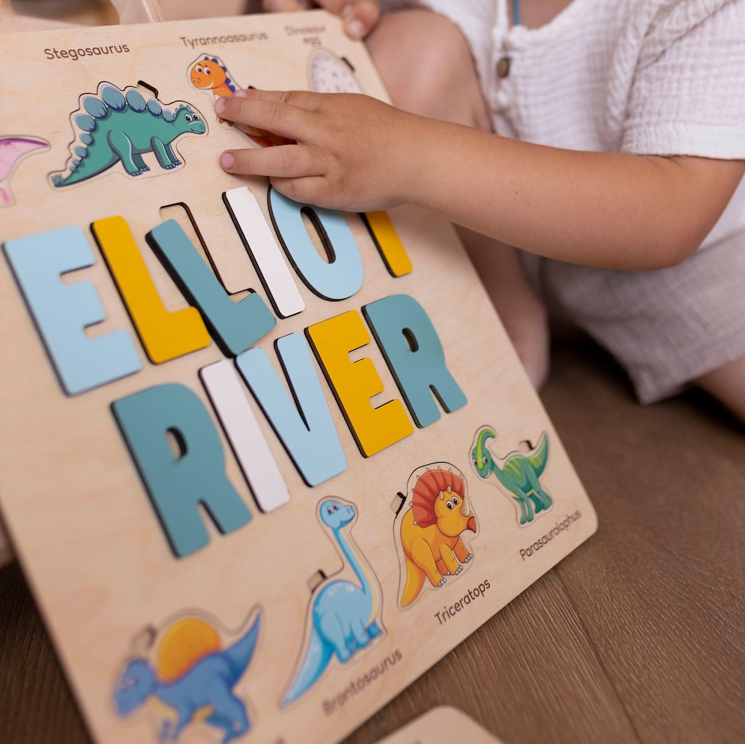Dinosaur Name Puzzle: Montessori Wooden Learning Toy - Etsy