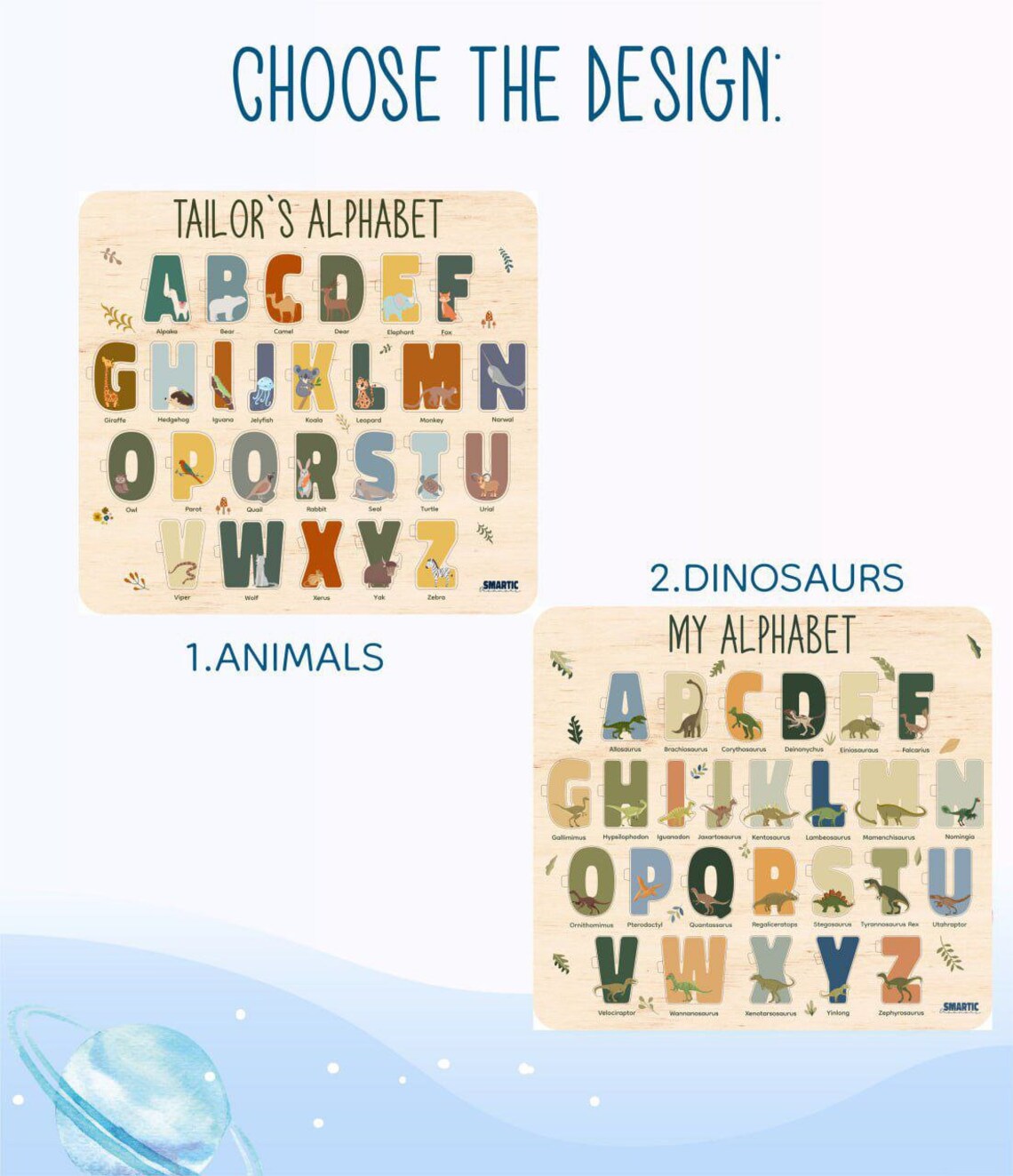 Jungle Alphabet Puzzle Board for Kids, Wooden English ABC Learning ...