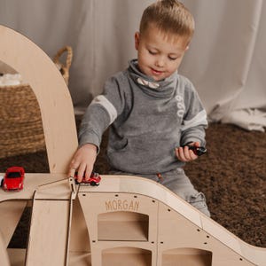 Montessori Toy Car Storage, Personalized Birthday Gift for Boy, Wooden ...