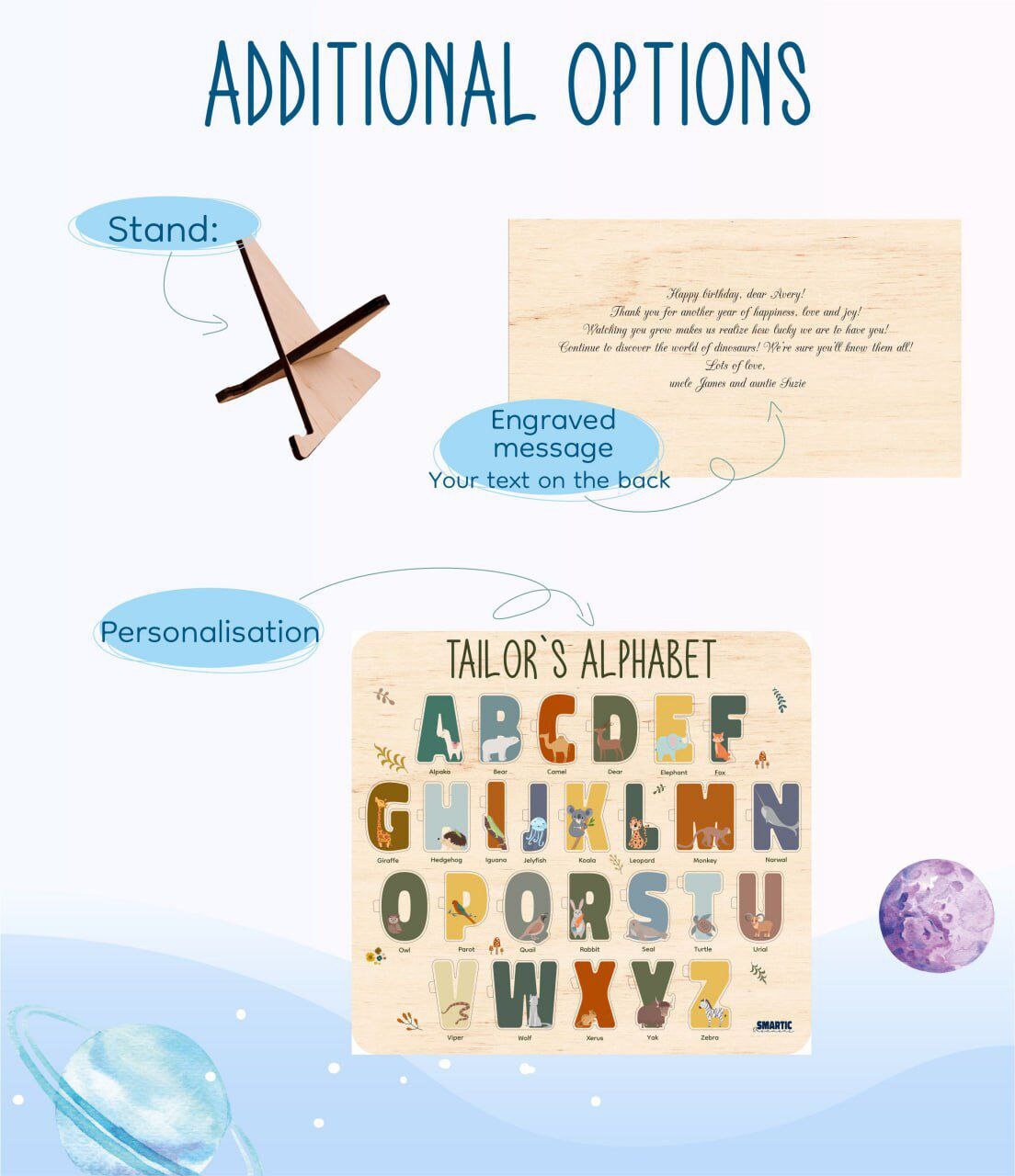 Personalized Dinosaur Alphabet Puzzle, Animals ABC, Jungle Animals ABC ...