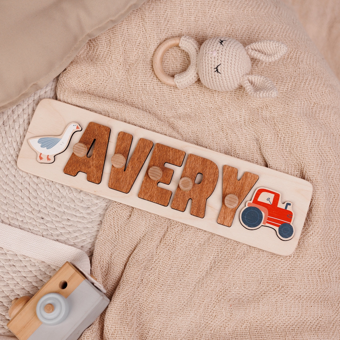 Personalized Name Puzzle With Pegs - Montessori Baby Gift - Etsy