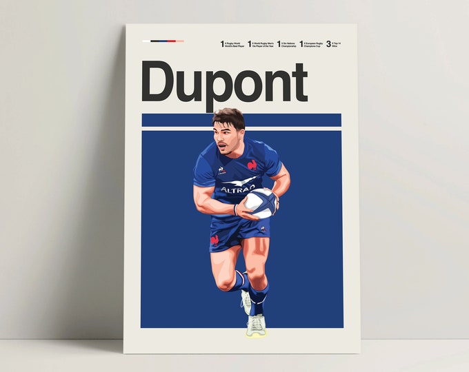Antoine Dupont Poster, Rugby Poster, Modern French Rugby Print ...