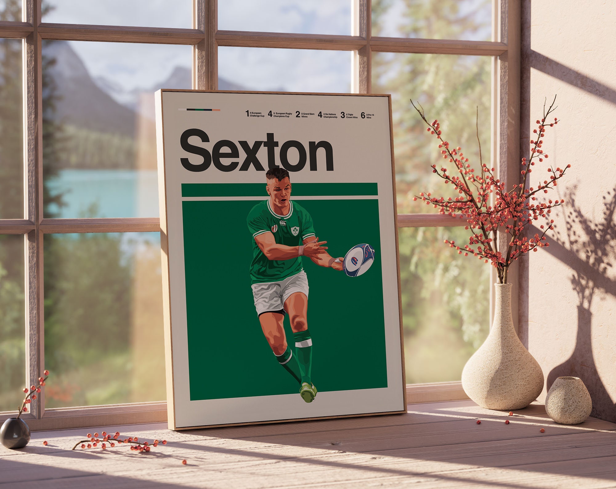 Johnny Sexton Poster, Rugby Poster, Modern Irish Rugby Print ...