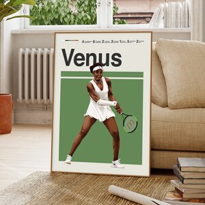 Venus Williams Poster, Tennis Poster, Modern Tennis Print, Minimalist ...