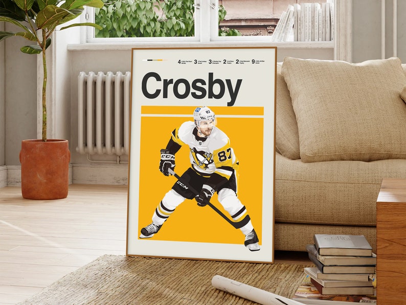 Sidney Crosby Poster, Hockey Poster, Modern Hockey Print, Minimalist ...