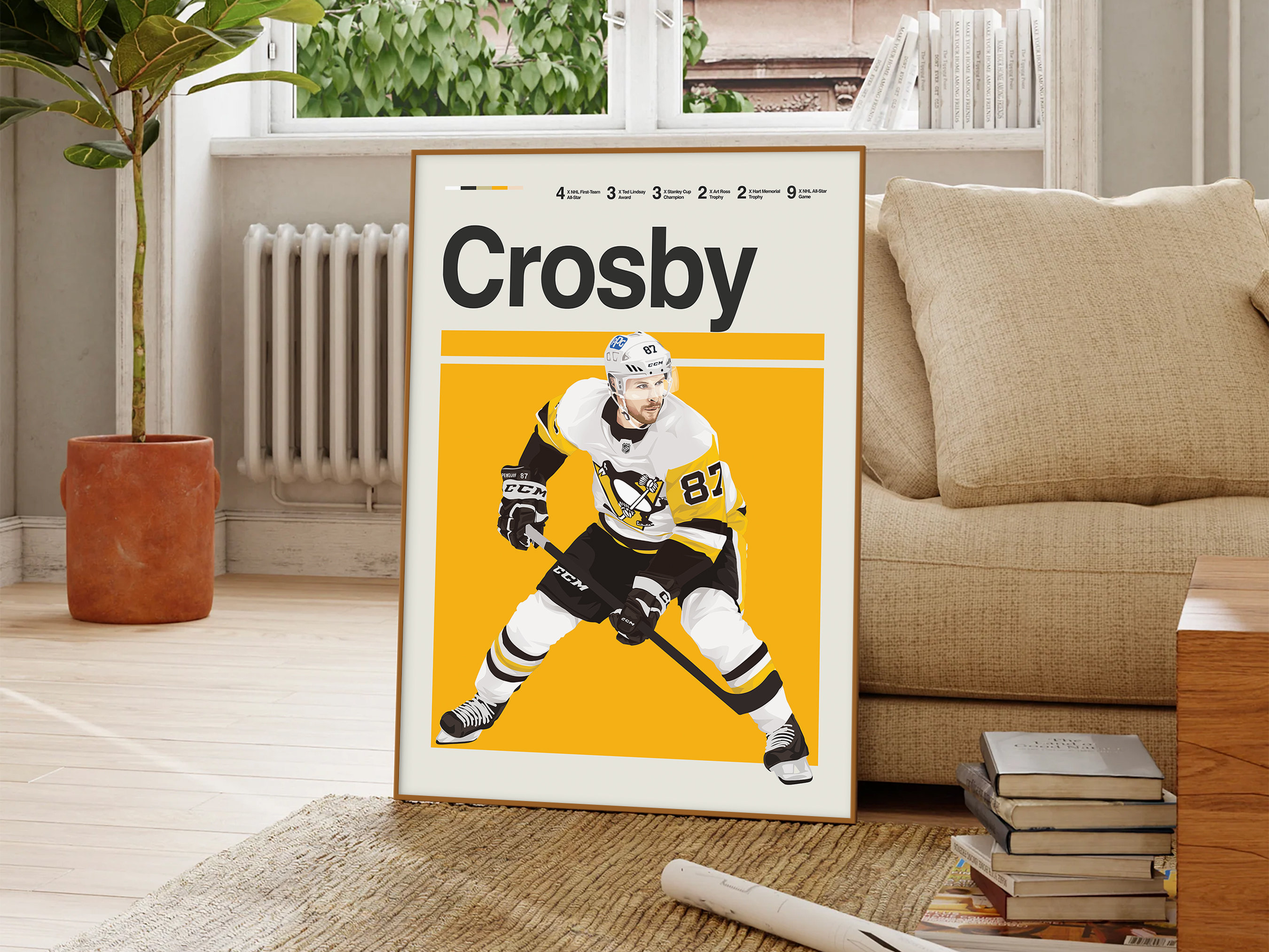 Sidney Crosby Poster, Hockey Poster, Modern Hockey Print, Minimalist ...