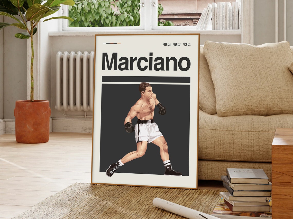 Rocky Marciano Poster, Boxing Poster, Modern Boxing Print, Minimalist ...
