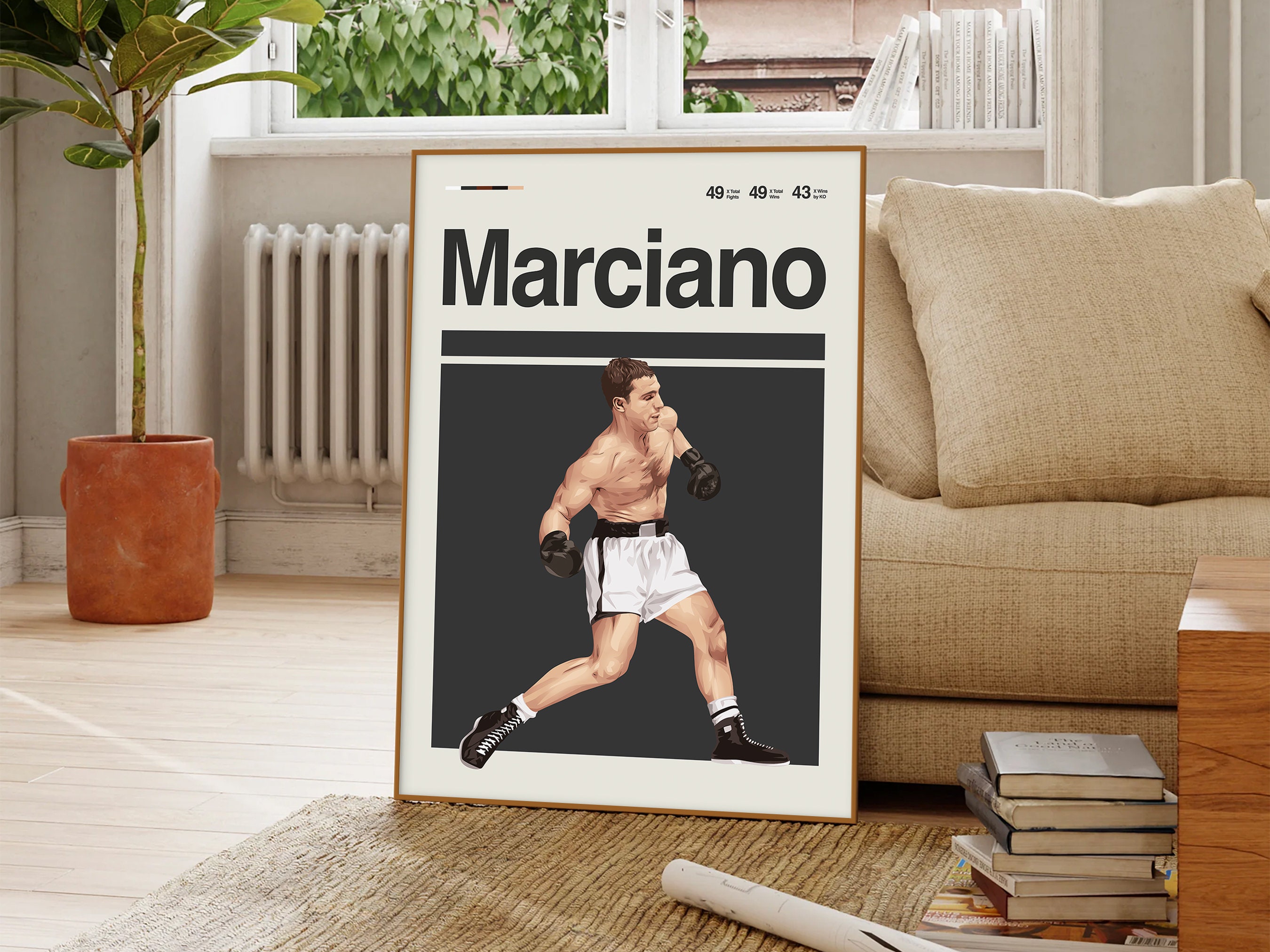 Rocky Marciano Poster, Boxing Poster, Modern Boxing Print, Minimalist ...