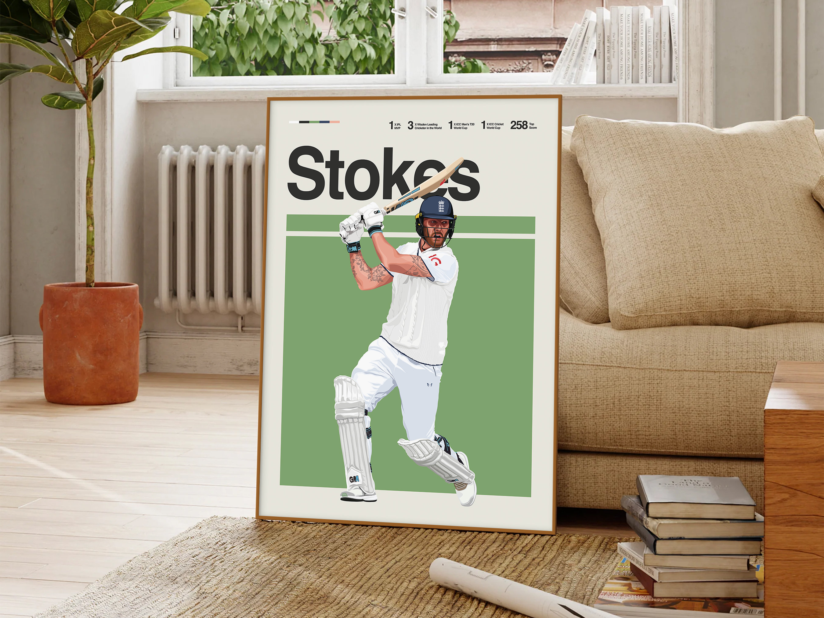 Ben Stokes Poster, Cricket Poster, England Cricket Team Wall Art ...