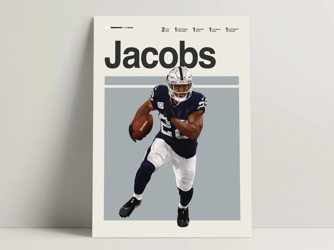 Josh Jacobs Poster, Football Poster, American Football Print ...