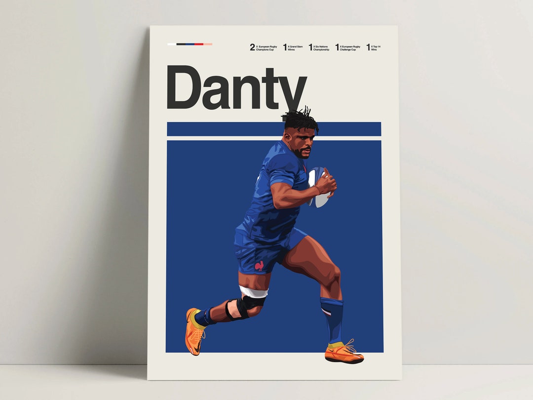 Jonathan Danty Poster, Rugby Poster, Modern French Rugby Print ...