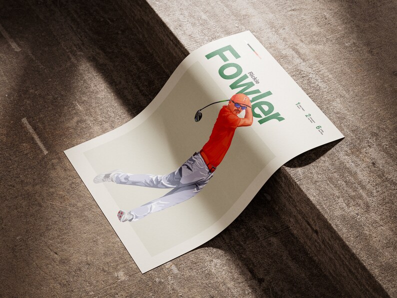 Rickie Fowler Poster, Golf Poster, Modern Golf Print, Minimalist Golf ...