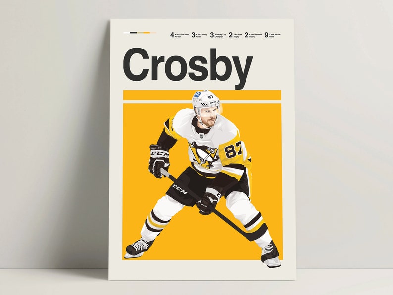 Sidney Crosby Poster, Hockey Poster, Modern Hockey Print, Minimalist ...