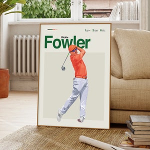 Rickie Fowler Poster, Golf Poster, Modern Golf Print, Minimalist Golf ...