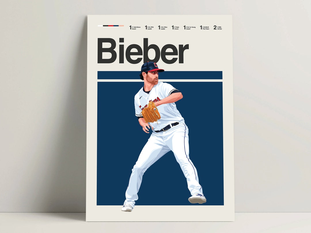 Shane Bieber Poster, Baseball Poster, MBL Baseball Druck, Baseball ...