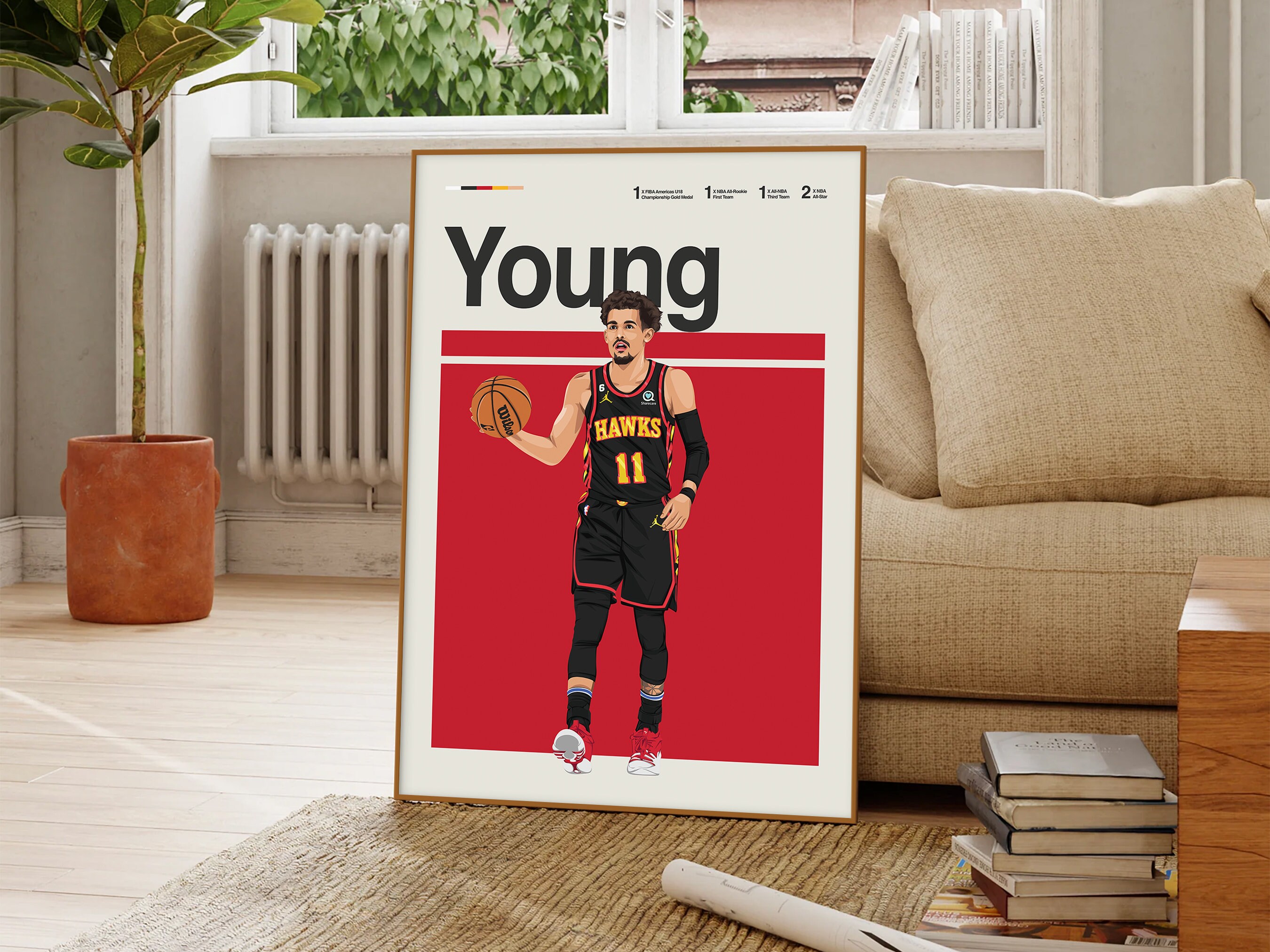 Trae Young Poster, Basketball Poster, NBA Basketball Print, Basketball ...