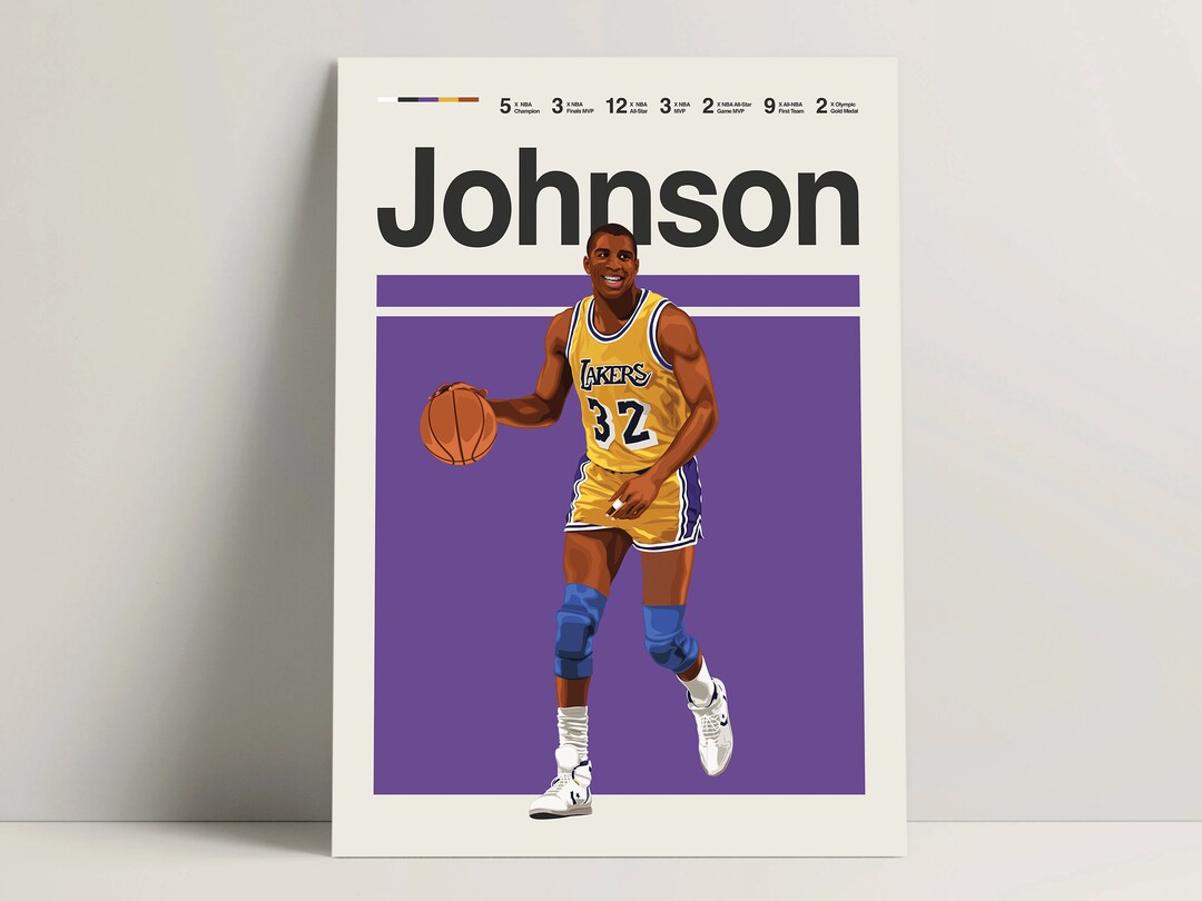Magic Johnson Poster, Basketball Poster, NBA Basketball Print ...