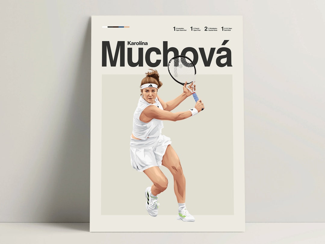 Karolina Muchova Poster, Tennis Poster, Modern Tennis Print, Minimalist ...