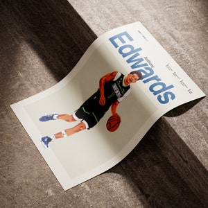 Anthony Edwards Poster, Basketball Poster, NBA Basketball Print ...
