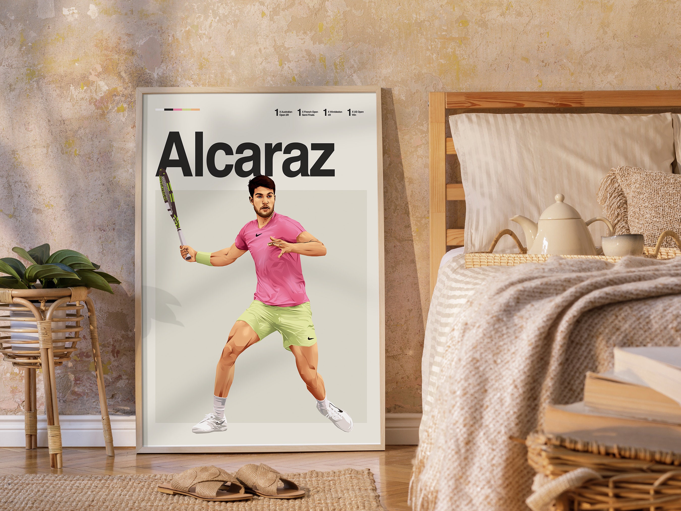 Carlos Alcaraz Poster, Tennis Poster, Modern Tennis Print, Minimalist ...
