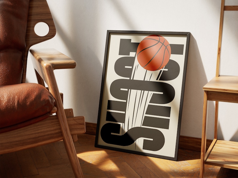 Shoot: Minimalist Basketball Poster & Ornament Sports Wall Art Print ...