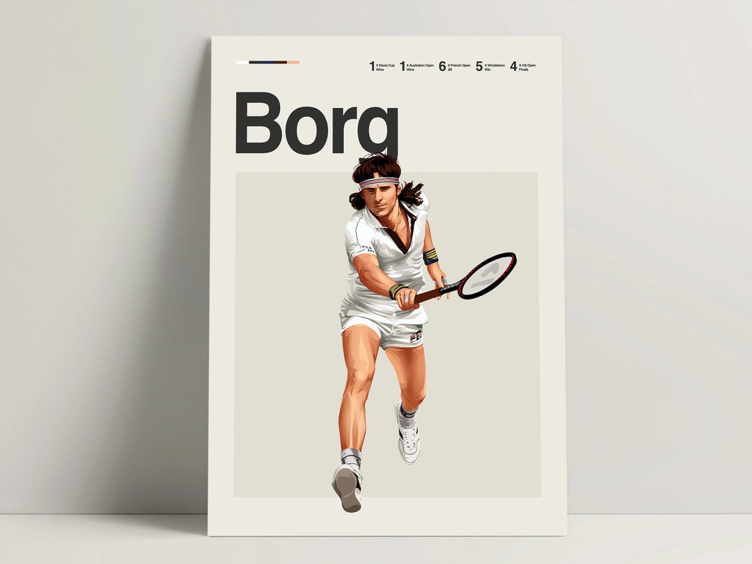 Bjorn Borg Poster, Tennis Poster, Modern Tennis Print, Minimalist ...