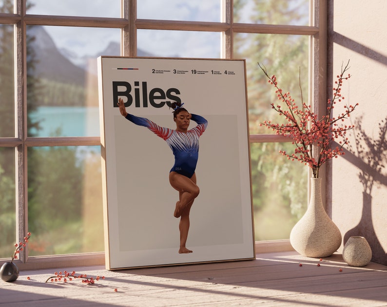 Simone Biles Poster, Gymnastics Poster, Gymnastics Print, Minimalist ...