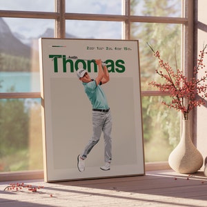 Justin Thomas Poster, Golf Poster, Modern Golf Print, Minimalist Golf ...