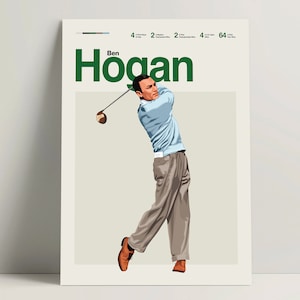 Ben Hogan Poster, Golf Poster, Modern Golf Print, Minimalist Golf Wall ...