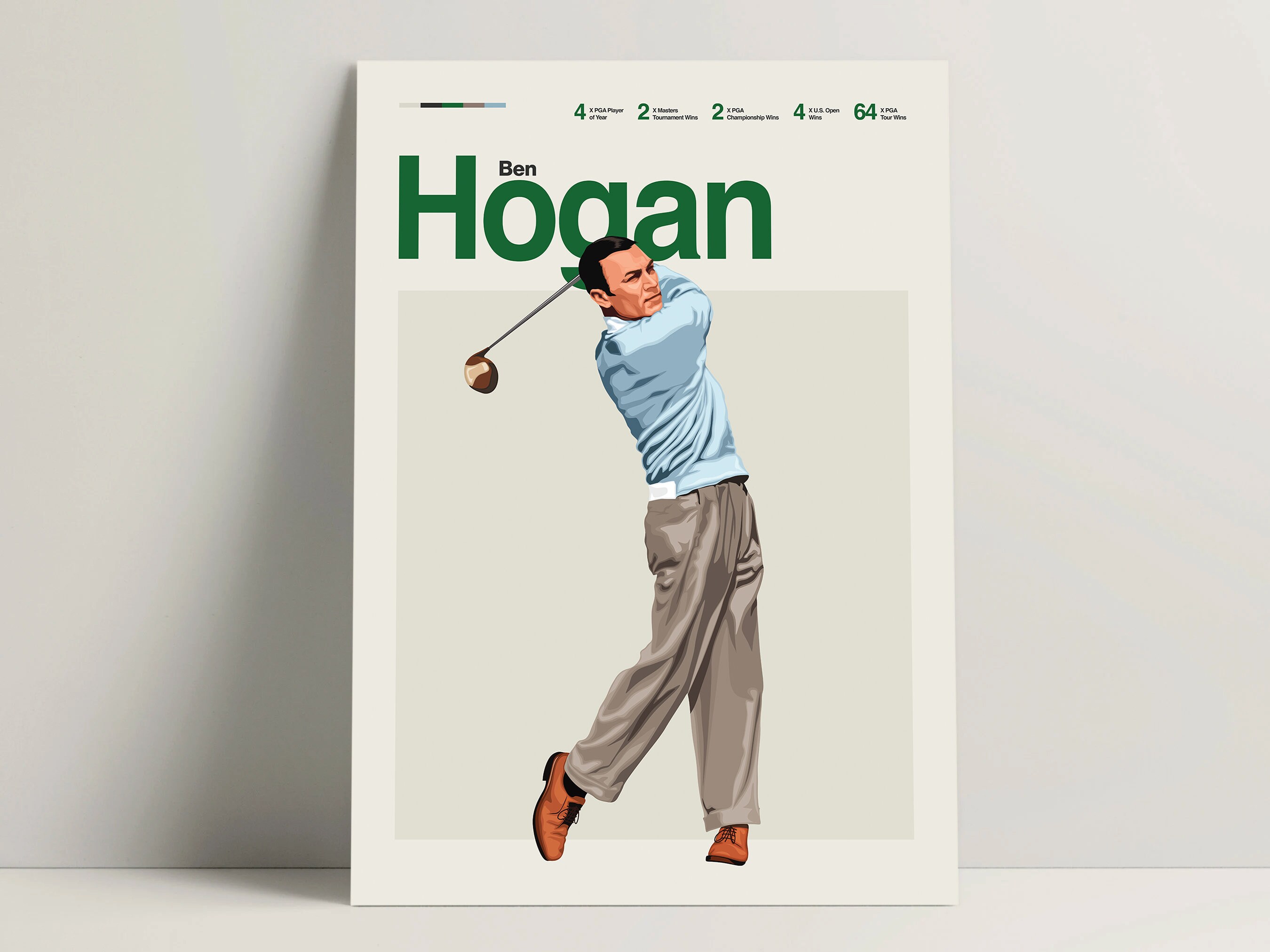 Ben Hogan Poster, Golf Poster, Modern Golf Print, Minimalist Golf Wall ...