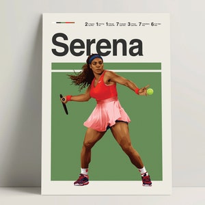 Serena Williams Poster, Tennis Poster, Modern Tennis Print, Minimalist ...