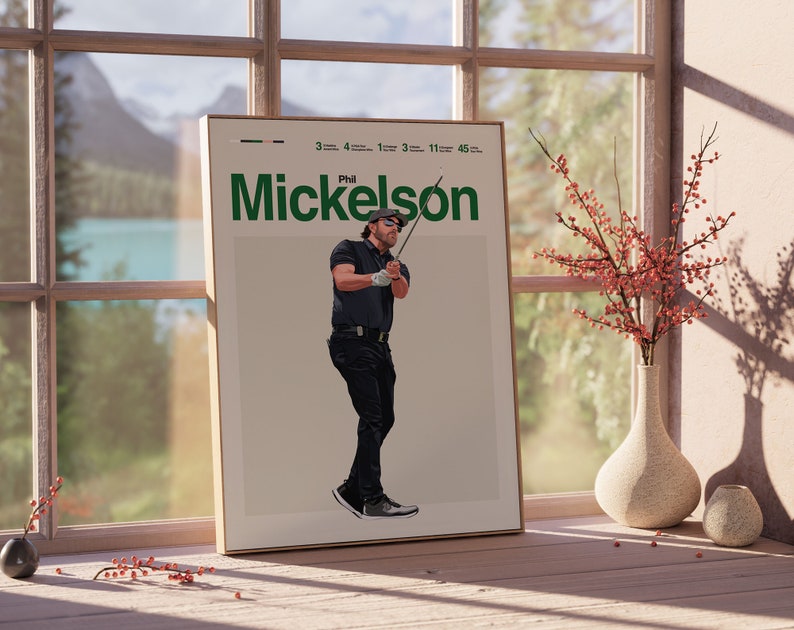 Phil Mickelson Poster, Golf Poster, Modern Golf Print, Minimalist Golf ...