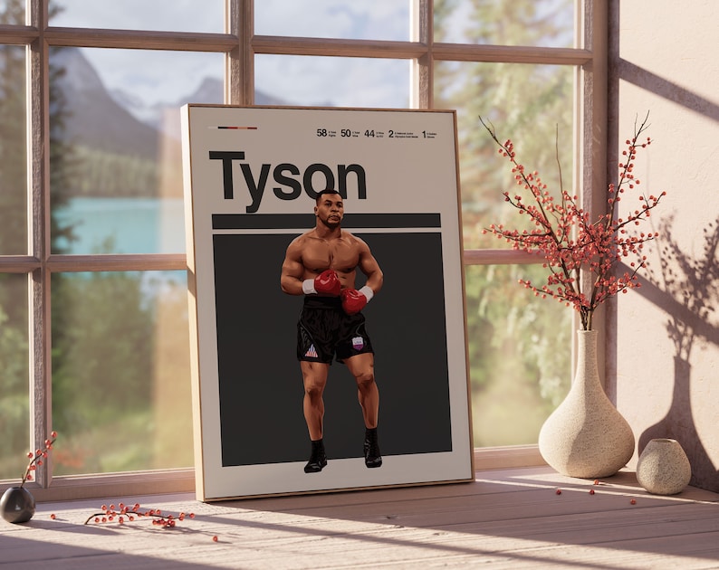 Mike Tyson Poster, Boxing Poster, Modern Boxing Print, Minimalist Boxing Wall Art for Office ...