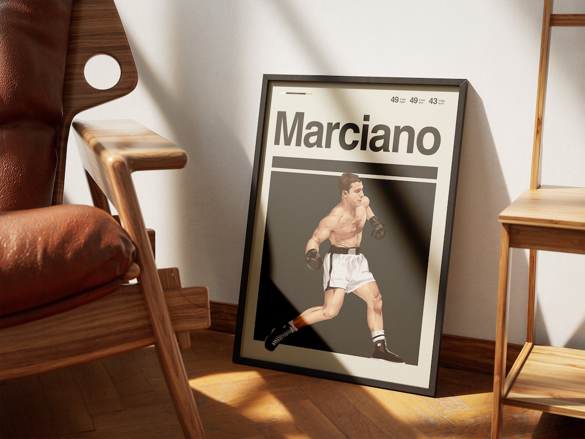 Rocky Marciano Poster, Boxing Poster, Modern Boxing Print, Minimalist ...