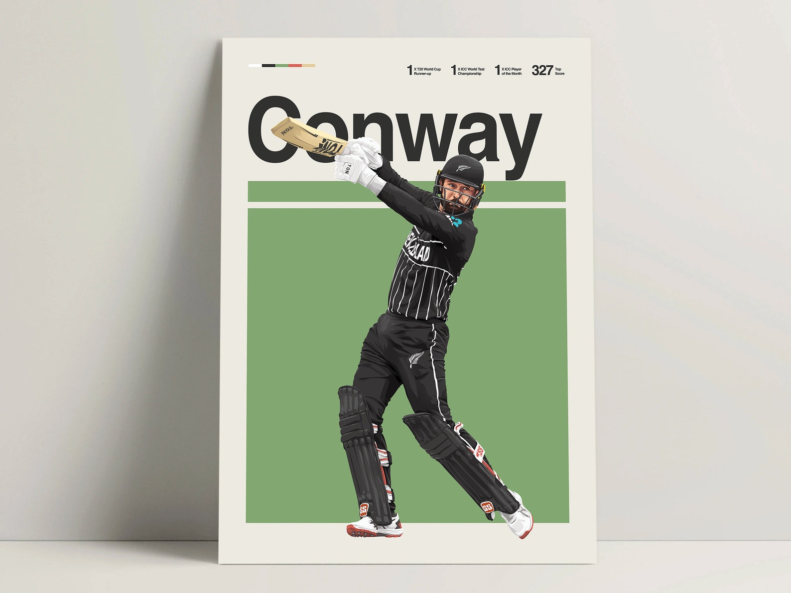 Devon Conway Poster, Cricket Poster, New Zealand Cricket Team Wall Art ...